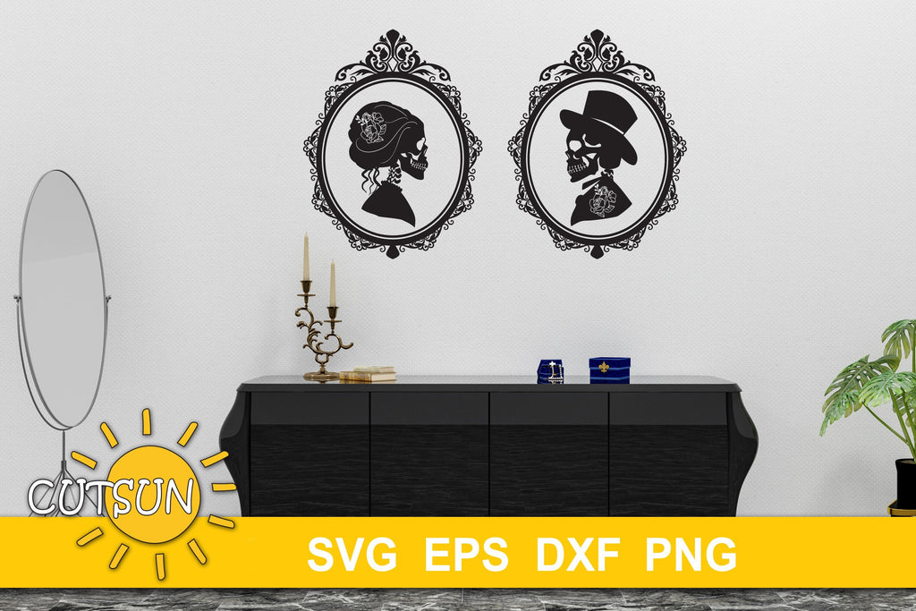 Victorian skulls in oval frames SVG | Gothic SVG - So Fontsy