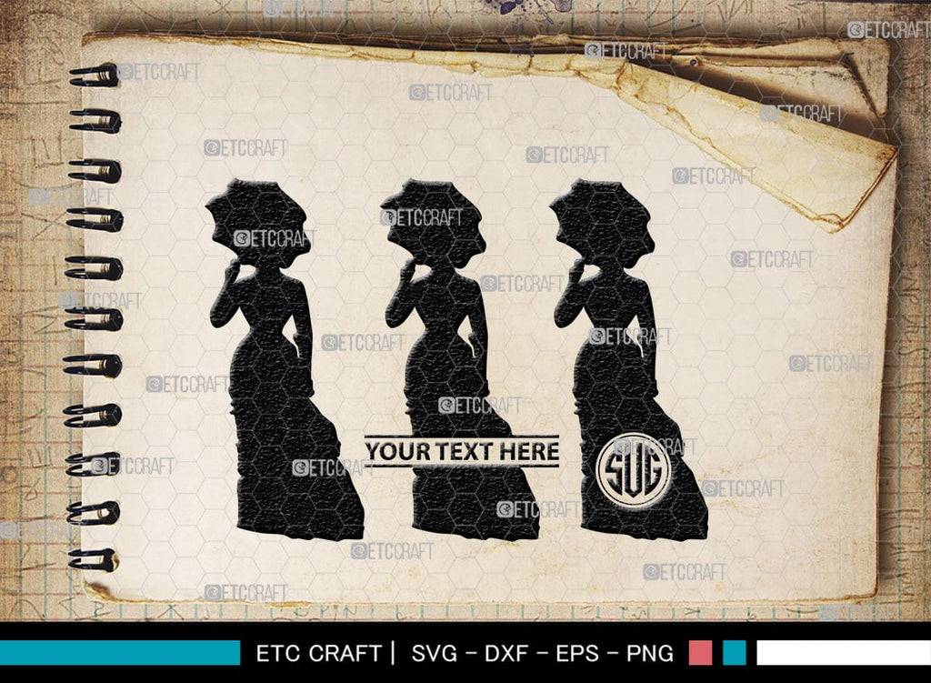 Victorian Woman Monogram, Victorian Woman Silhouette, Victorian Woman ...
