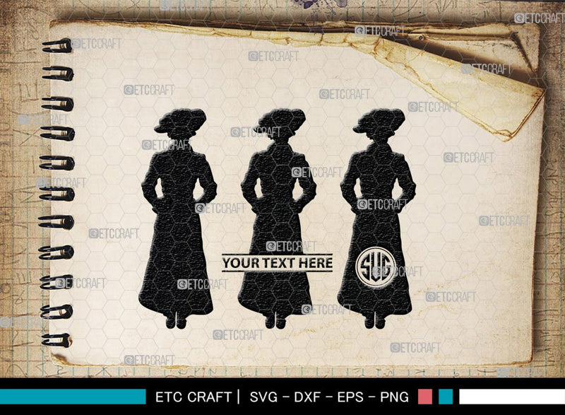 Victorian Woman Monogram, Victorian Woman Silhouette, Victorian Woman ...
