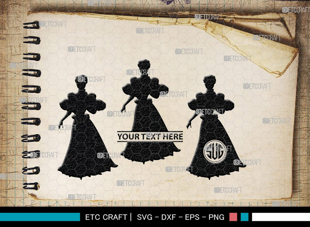 Victorian Woman Monogram, Victorian Woman Silhouette, Victorian Woman ...