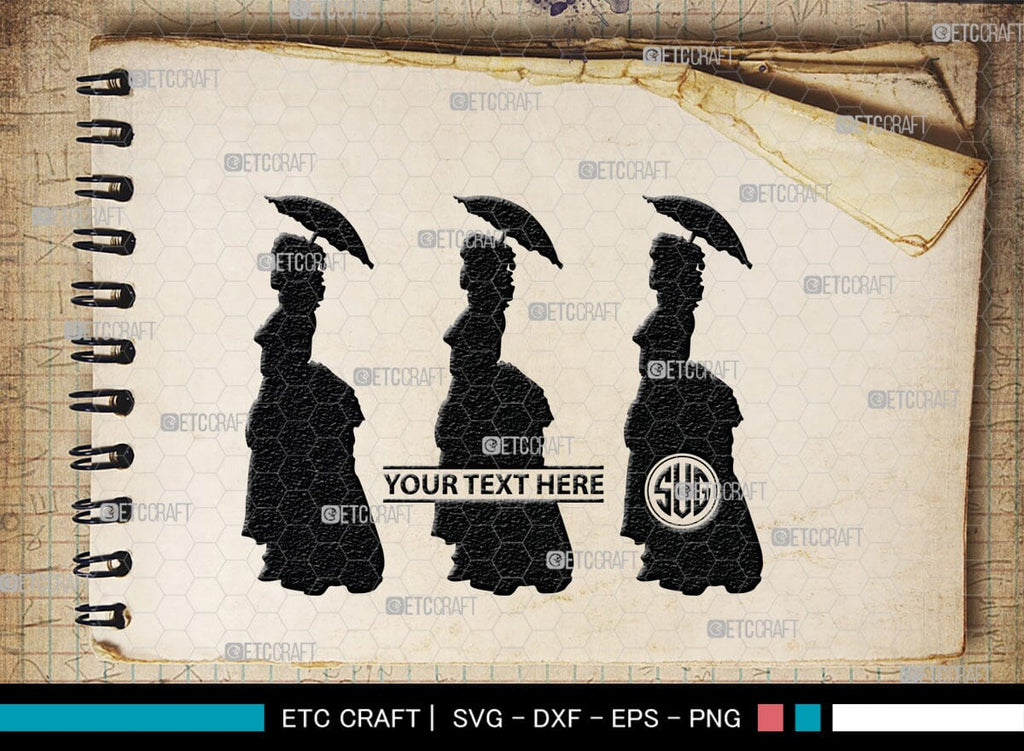 Victorian Woman Monogram, Victorian Woman Silhouette, Victorian Woman ...