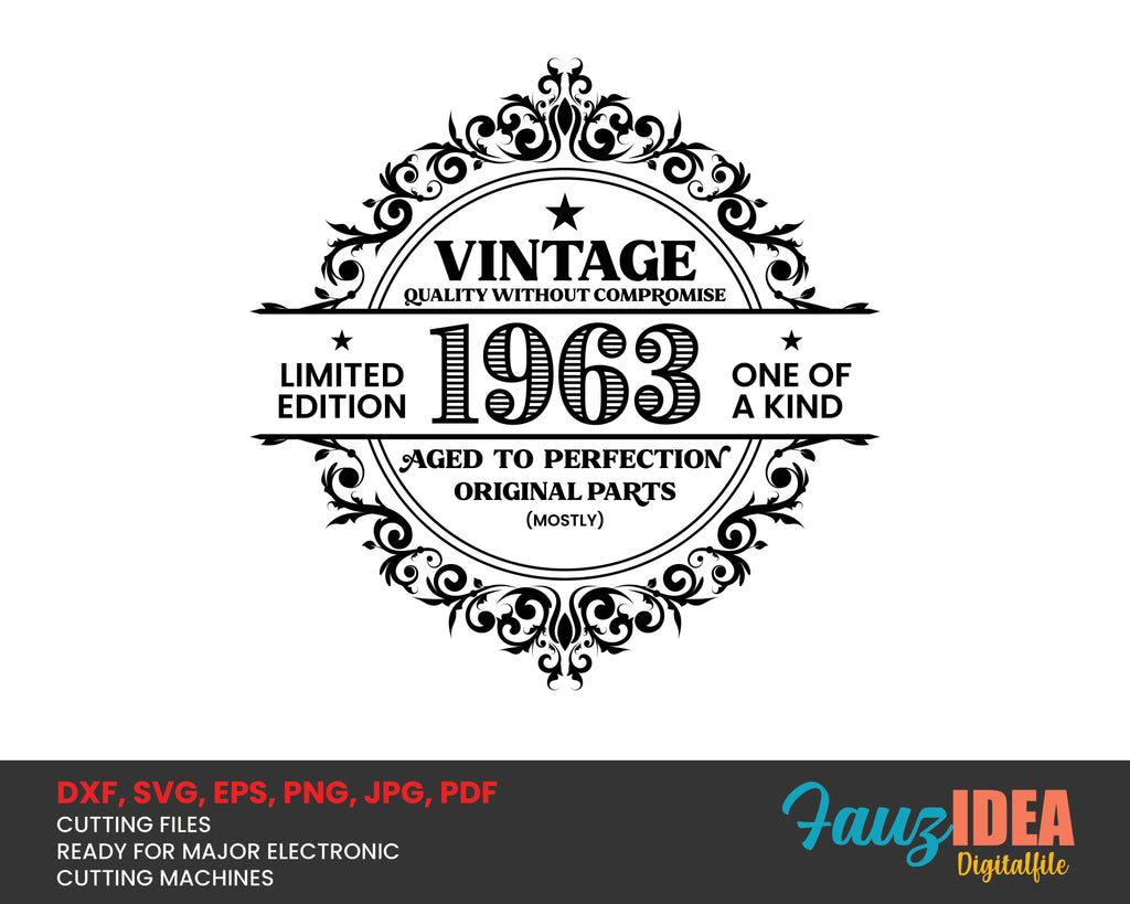 Vintage 1963 SVG | Birthday Vintage 1963 SVG Clipart | Aged To ...