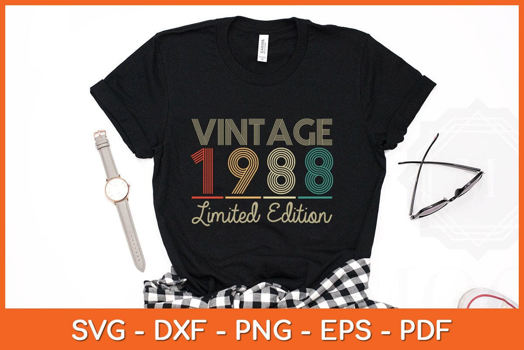 Vintage 1988 Limited Edition 34th Birthday Svg Cutting File - So Fontsy