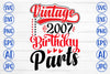Vintage 2007 Birthday Parts SVG Cut File - So Fontsy