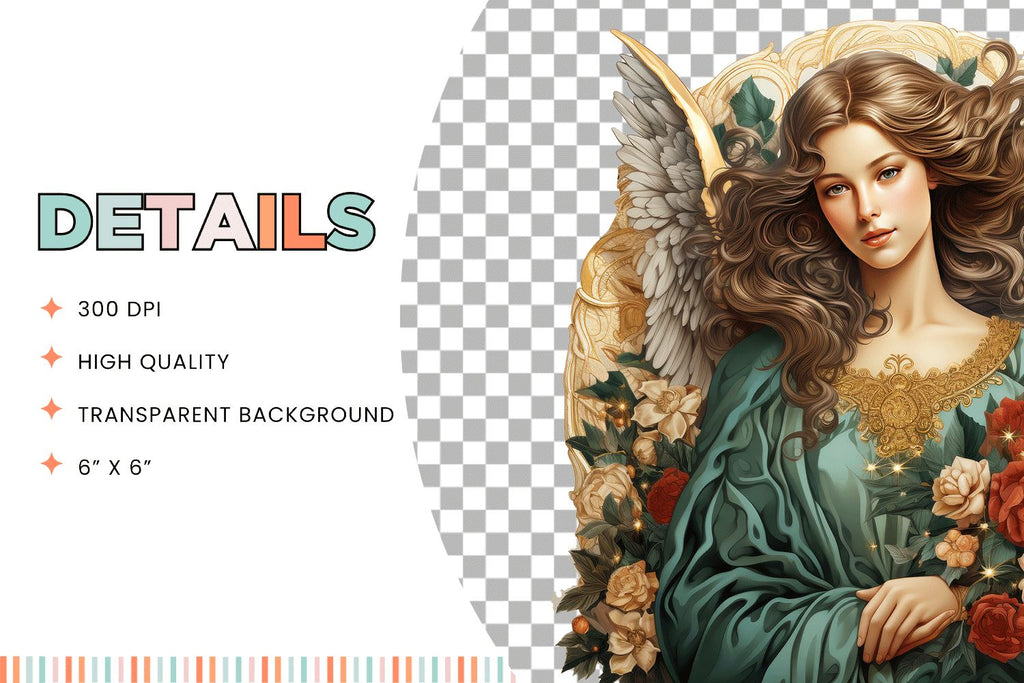 Vintage Angels Christmas Clipart Bundle, 20 Transparent PNG' - So Fontsy