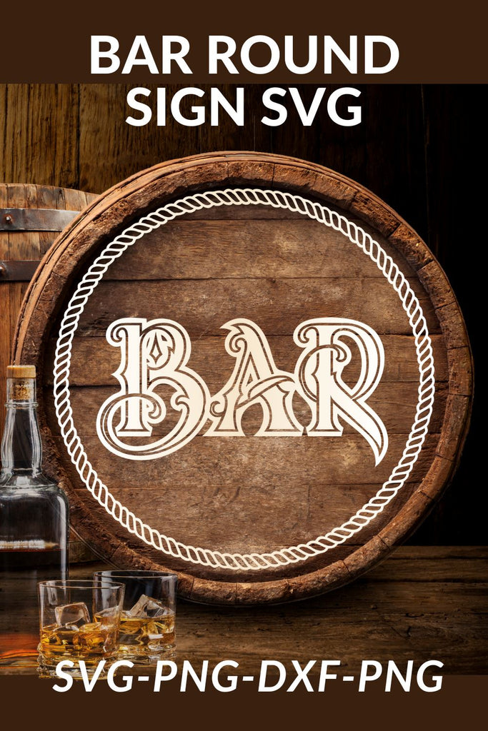 Vintage Bar Svg | Bar Sign | Bar Round Sign | Door Hanger - So Fontsy