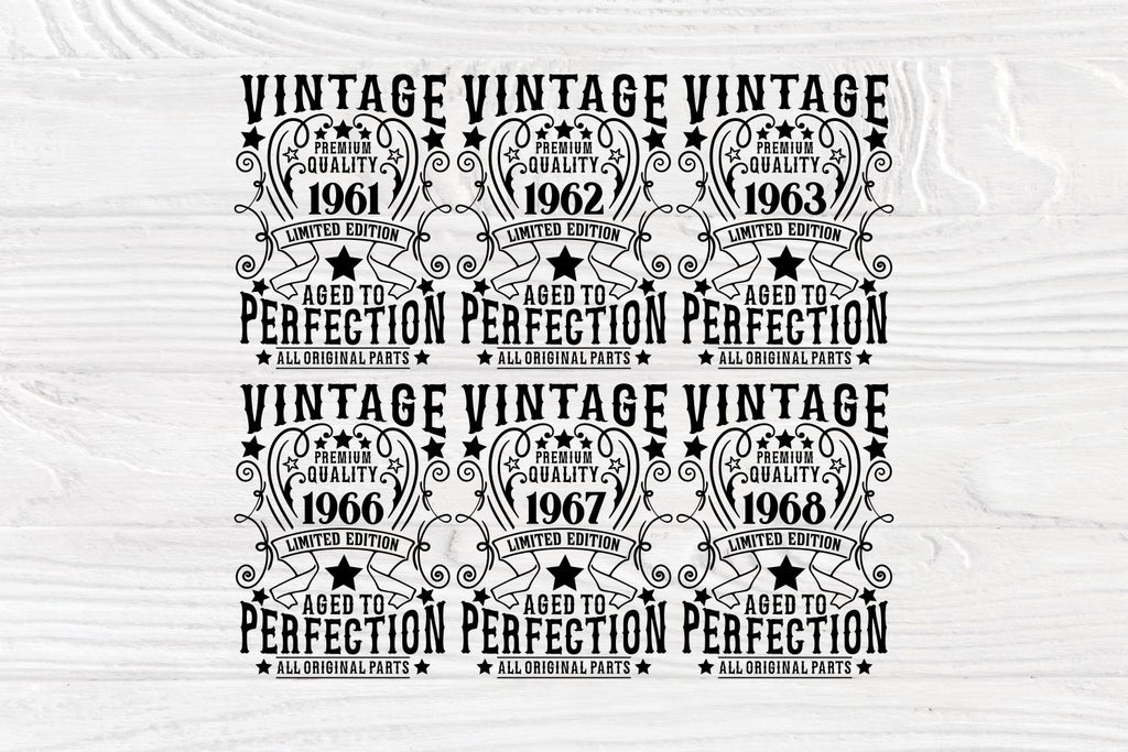 Vintage Birthday SVG Bundle, 1961-1980 Ages Svg - So Fontsy
