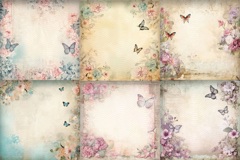 Vintage Butterfly Scrapbook Papers, Junk Journal Background - So Fontsy