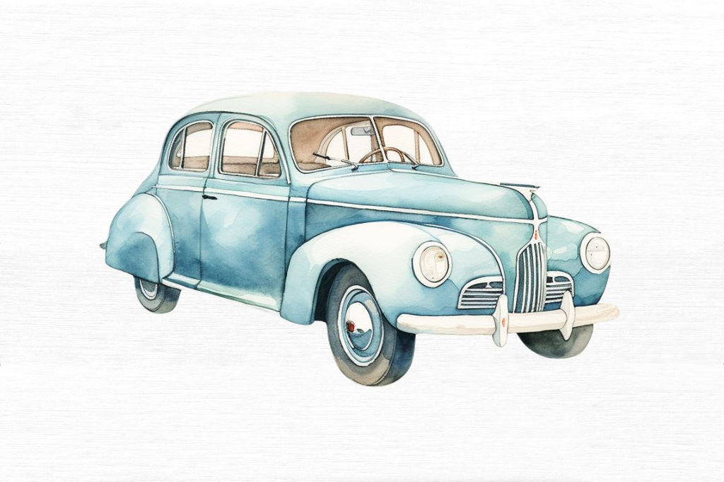 Vintage Cars Watercolor Clipart - So Fontsy