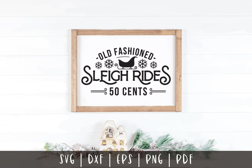 Vintage Christmas Old Fashioned Sleigh Rides SVG - So Fontsy