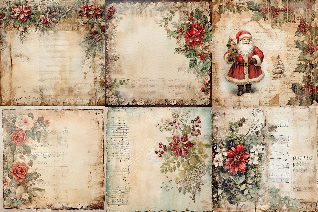 Vintage Christmas Papers, Junk Journal Scrapbooking Paper - So Fontsy