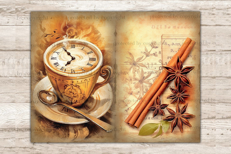 Vintage Coffee Junk Journal Pages | Decoupage Paper - So Fontsy