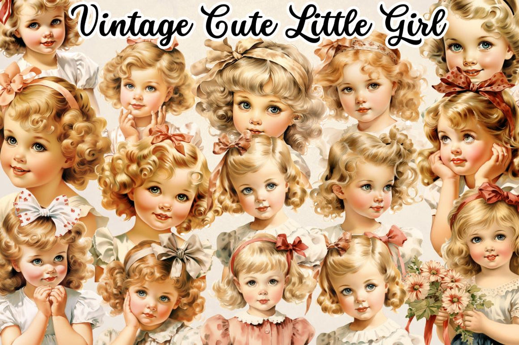 Vintage Cute Little Girl Sublimation - So Fontsy