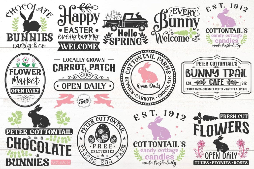 Vintage Easter Sign SVG Bundle - So Fontsy
