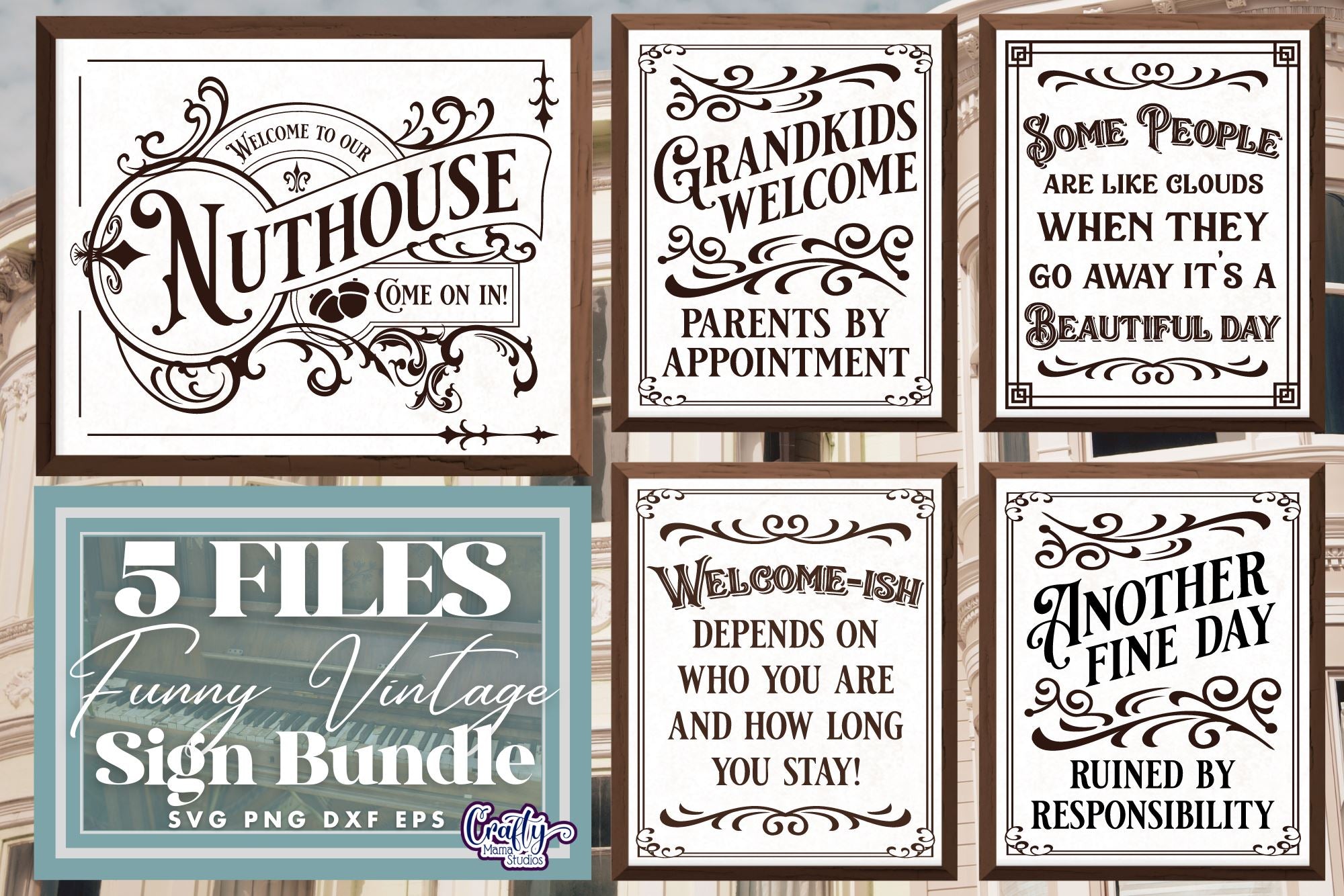 Vintage Funny Sign Svg Bundle - So Fontsy
