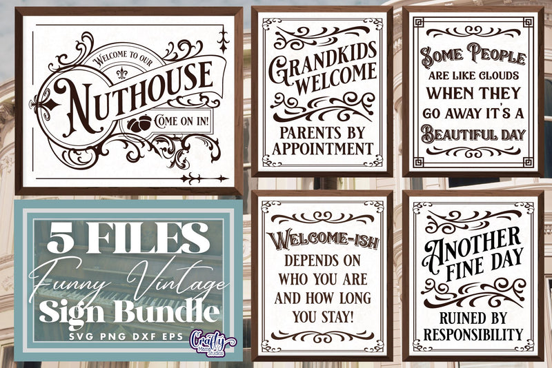 Vintage Funny Sign Svg Bundle - So Fontsy