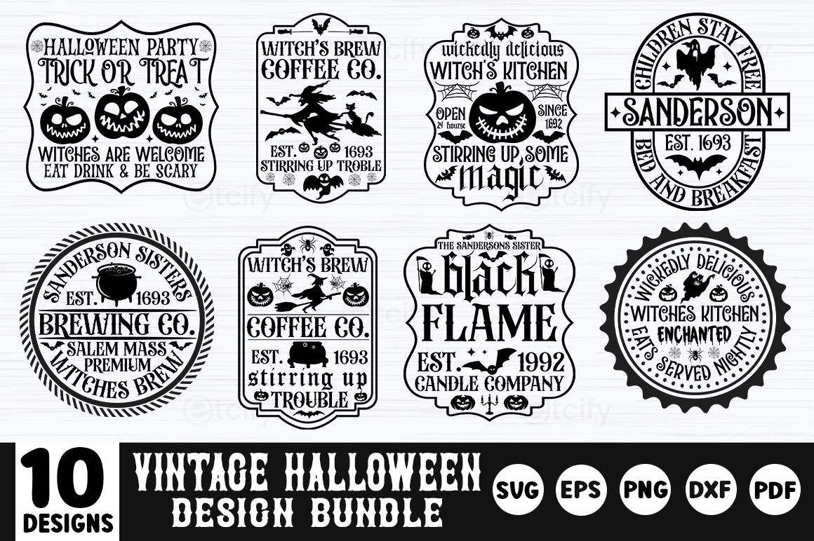 Vintage Halloween Label sign SVG Bundle - So Fontsy
