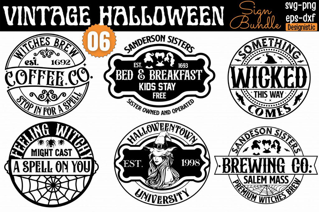 Vintage Halloween Sign Bundle, - So Fontsy