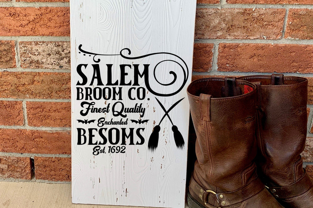 Vintage Halloween Sign SVG - Salem Broom Co. SVG - So Fontsy