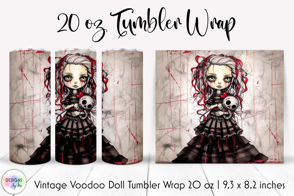 Vintage Halloween Voodoo Doll Tumbler Wrap Design - So Fontsy