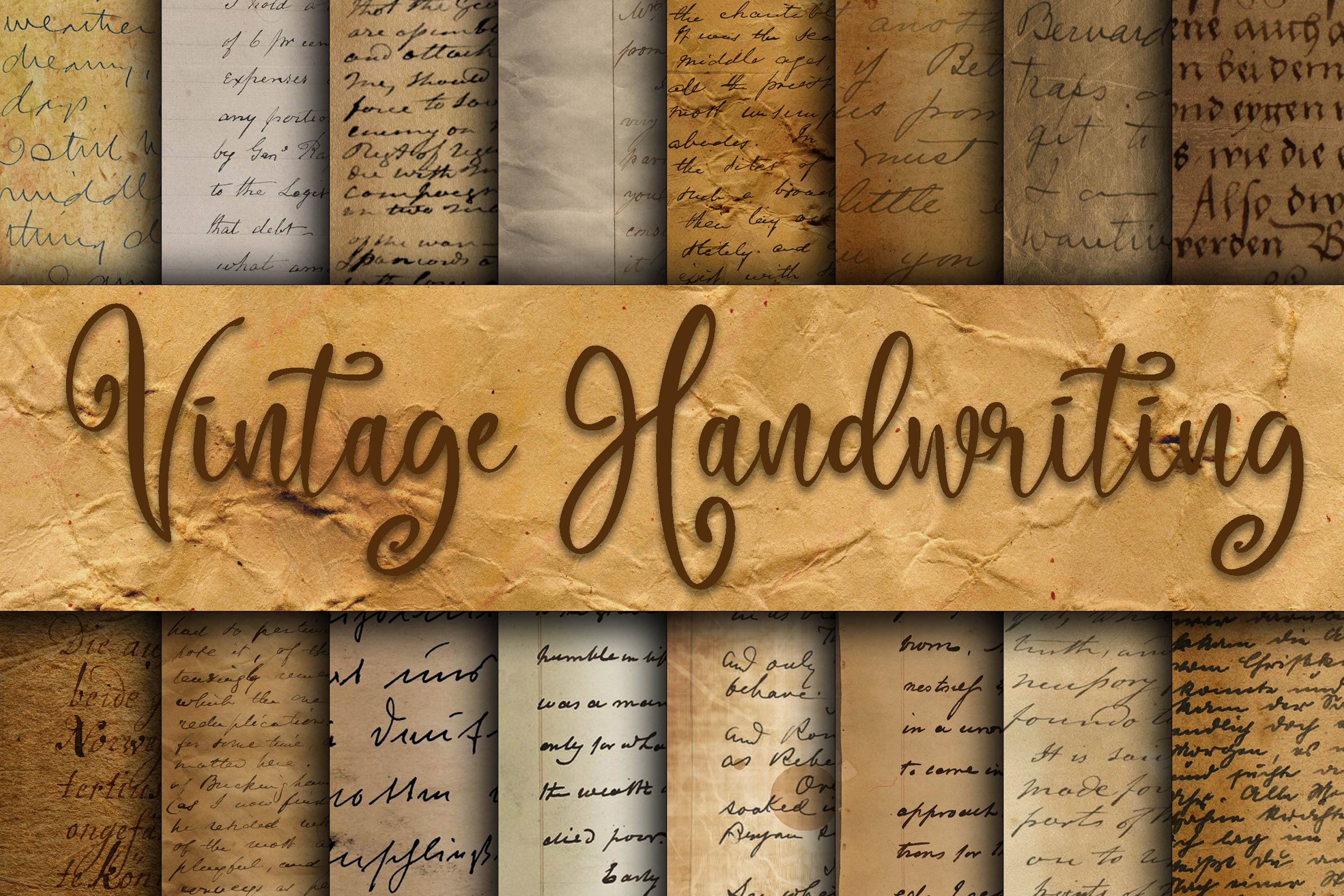 Vintage Handwriting Digital Paper Textures - So Fontsy