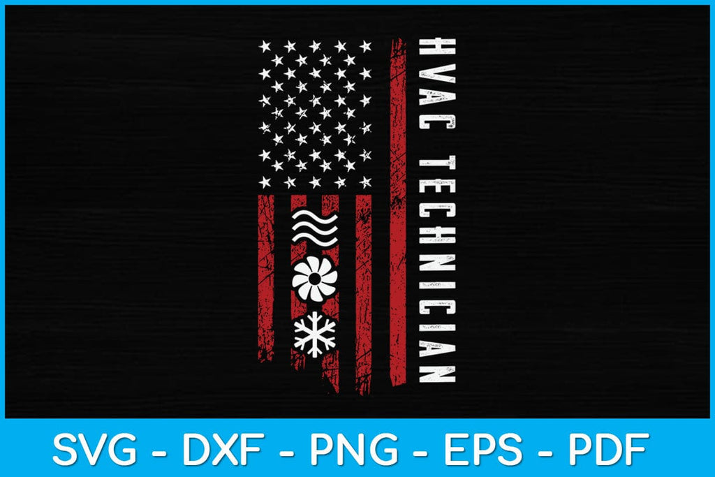Vintage HVAC Technician USA HVAC Tech American Flag Svg Design - So Fontsy