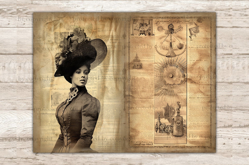 Vintage Junk Journal | Black Woman Ephemera - So Fontsy