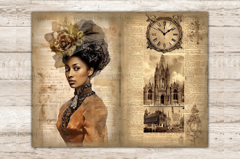 Vintage Junk Journal | Black Woman Ephemera - So Fontsy