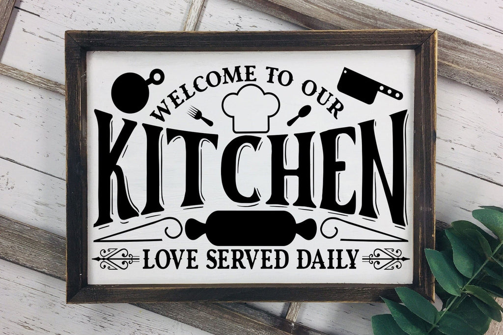 Vintage Kitchen Sign SVG, Welcome to Our Kitchen - So Fontsy