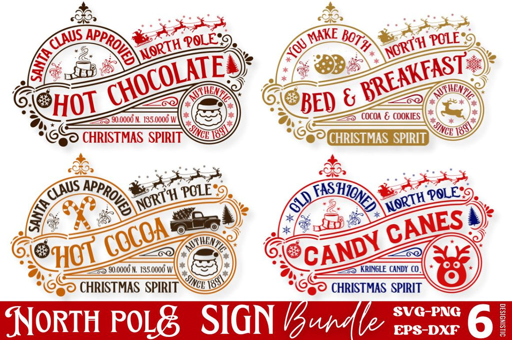 Vintage North Pole Sign SVG Bundle - So Fontsy