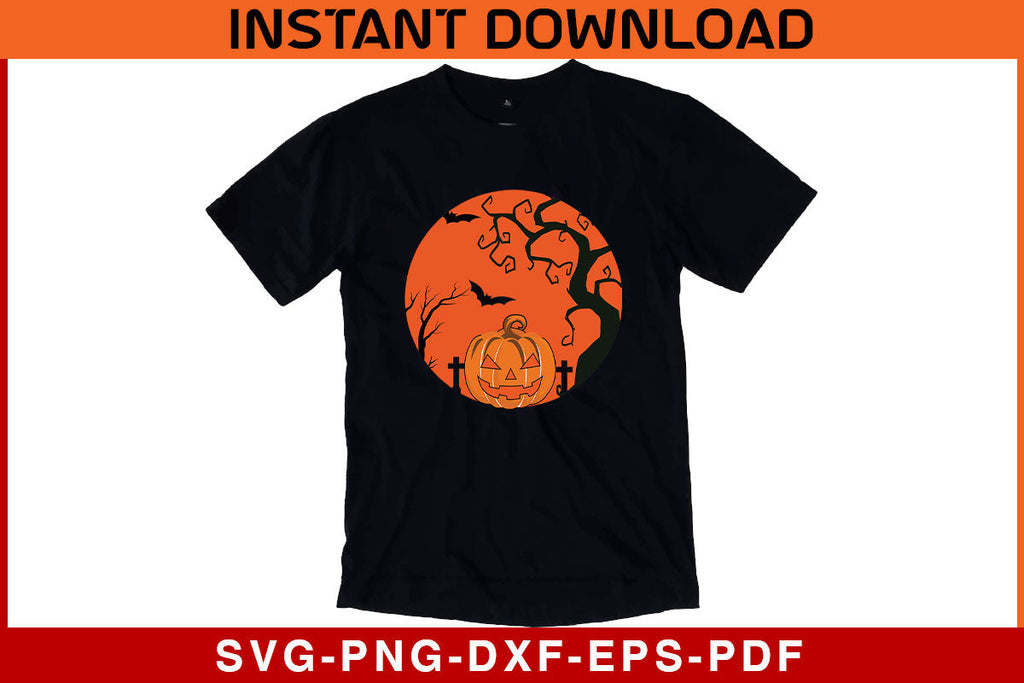 Vintage Pumpkin Scene Halloween Classic T-Shirt SVG PNG Cut File - So ...