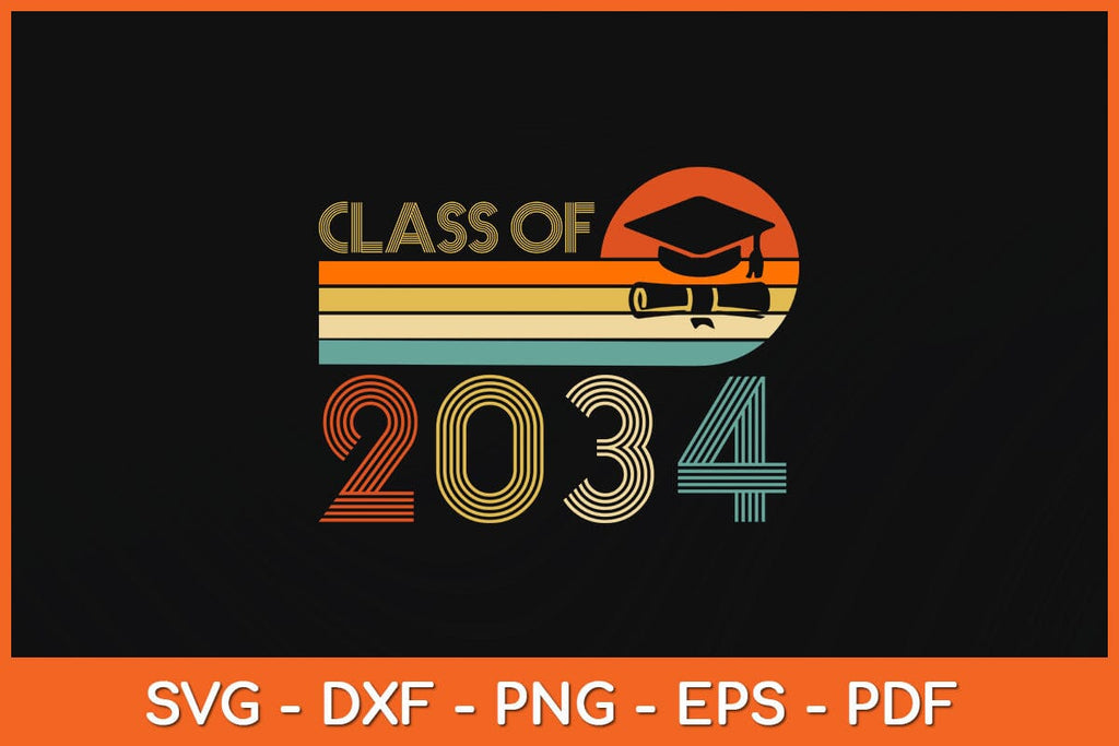Vintage Retro Class Of 2034 Grow With Me Pre-K Graduation Svg Design ...