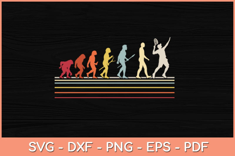 Vintage Retro Style Tennis Evolution Funny Svg Cutting File - So Fontsy