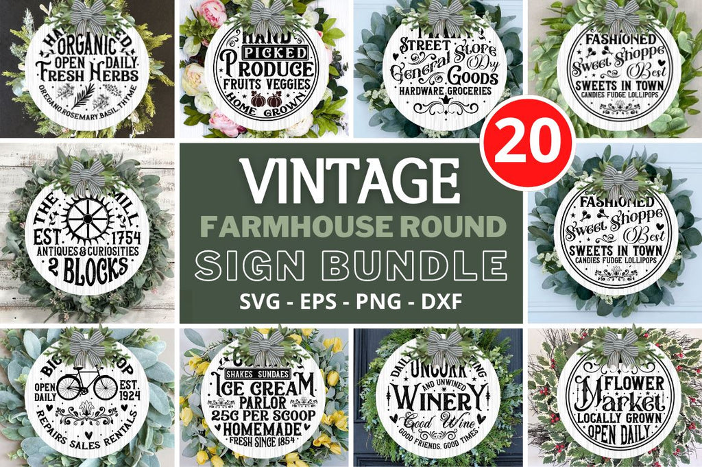 Vintage Round Sign Svg Bundle - So Fontsy