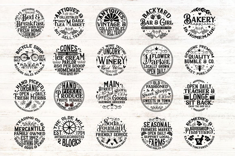 Vintage Round Sign Svg Bundle - So Fontsy