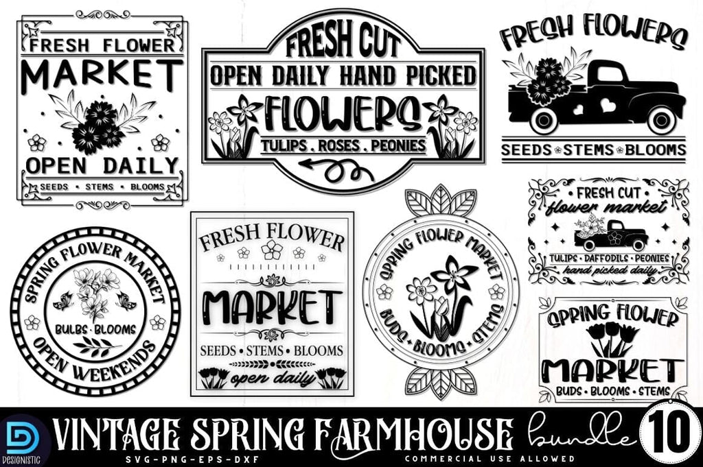 Vintage Spring Sign SVG Bundle - So Fontsy
