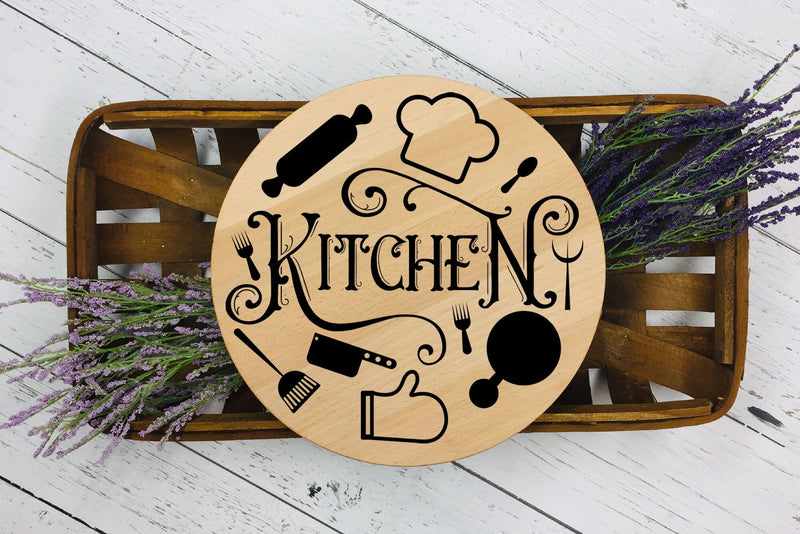 Vintage Style Round Kitchen Sign SVG Design - So Fontsy