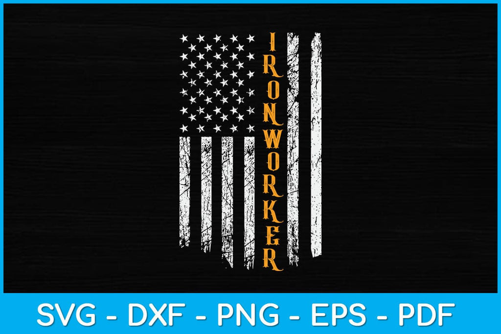 Vintage USA Ironworker American Flag Svg Design - So Fontsy