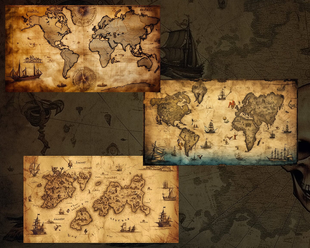 Vintage World Map, Fantasy Maps, Old Maps, JPG - So Fontsy