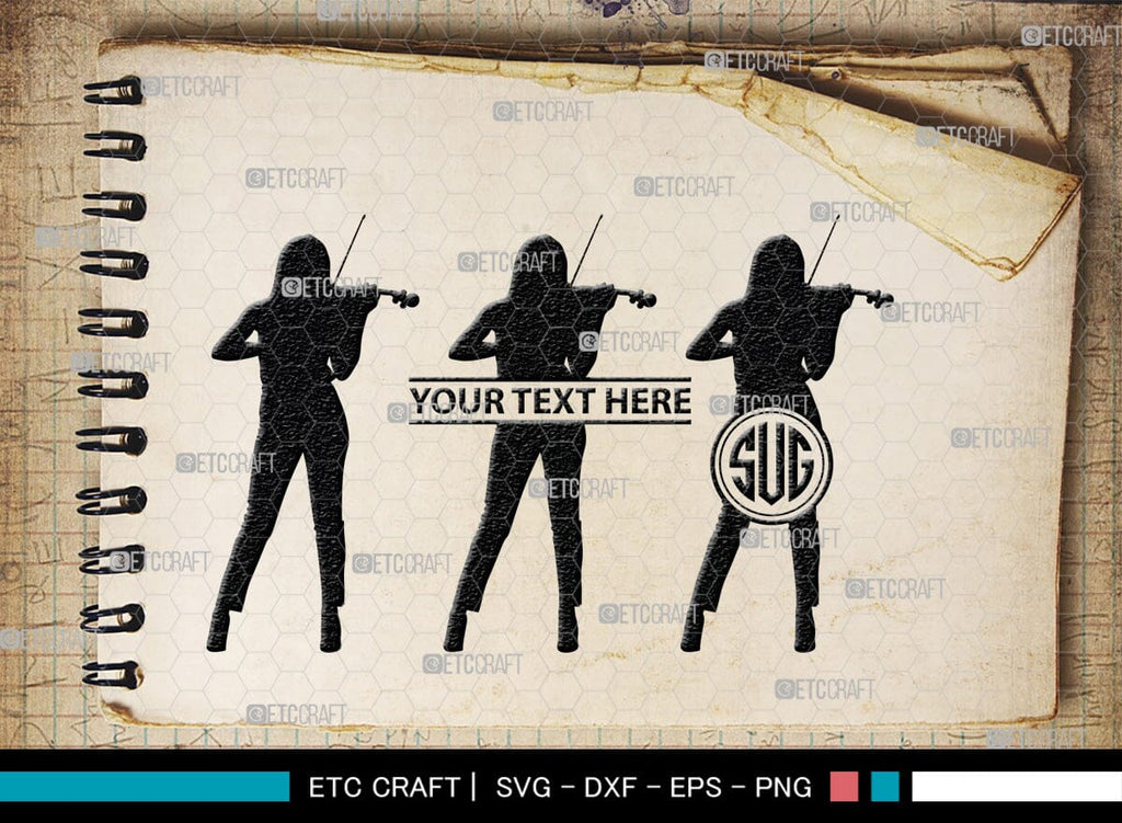 Violinist Monogram, Violinist Silhouette, Violinist SVG, Violin Player ...