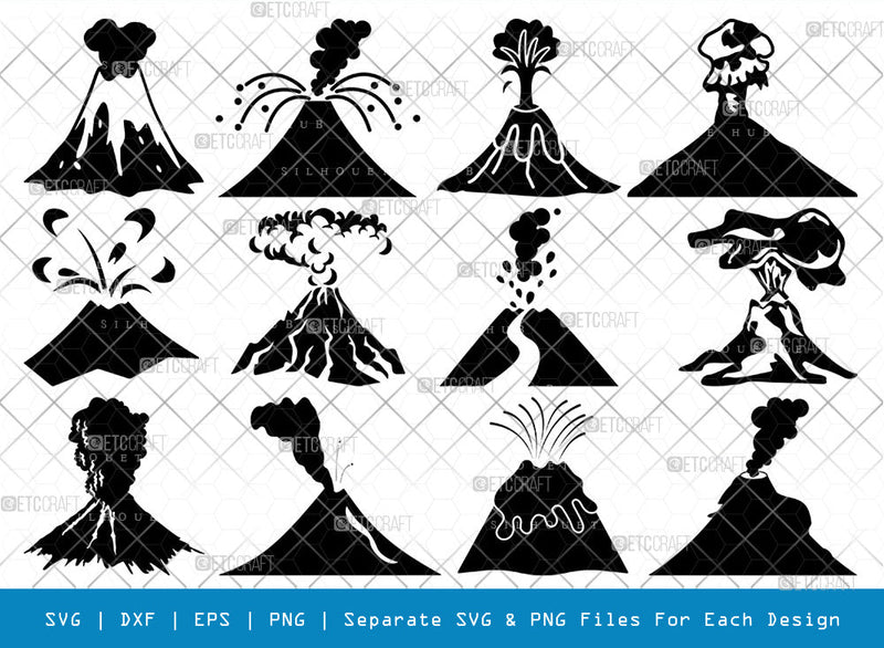 Volcano SVG Cut Files | Volcano Silhouette | Lava Svg | Smoke Svg ...