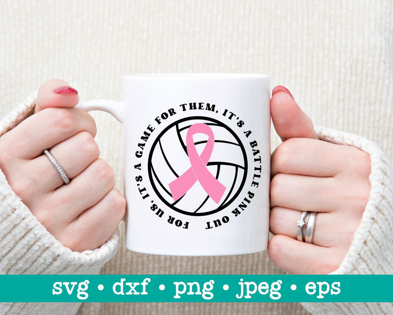 Volleyball breast cancer ribbon svg, Tackle cancer svg, Breast cancer ...