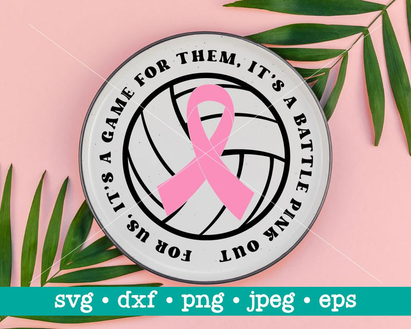 Volleyball breast cancer ribbon svg, Tackle cancer svg, Breast cancer ...