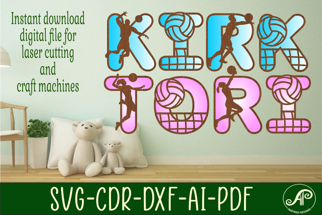 Volleyball letters alphabet set. 114 layered letters. SVG - So Fontsy