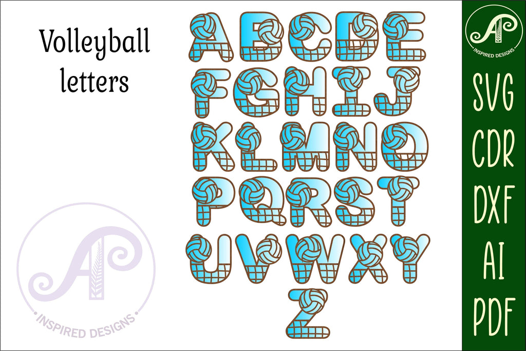 Volleyball letters alphabet set. 114 layered letters. SVG - So Fontsy