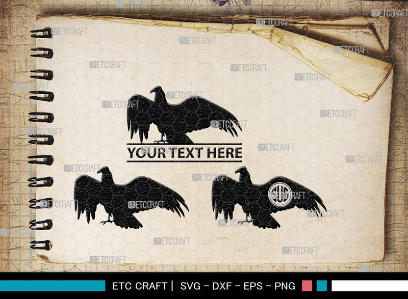 Vulture Monogram, Vulture Silhouette, Vulture SVG, Vulture Bird Svg ...