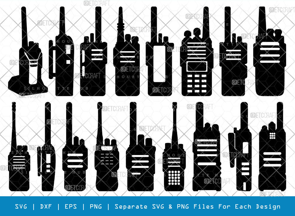Walkie Talkie SVG, Walkie Talkie Silhouette, Communication Radio Svg ...