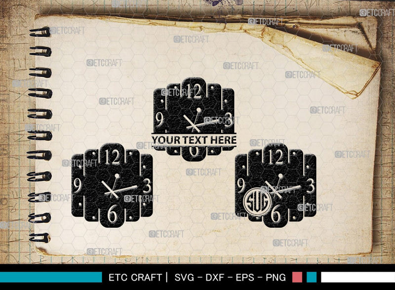 Wall Clock Monogram, Wall Clock Silhouette, Watch Svg, Clock Svg, Clock face Svg, Time Svg ...