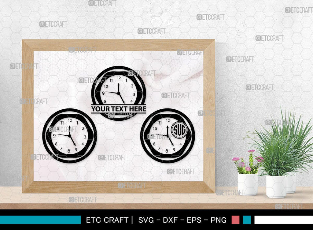 Wall Clock Monogram, Wall Clock Silhouette, Watch Svg, Clock Svg, Clock ...