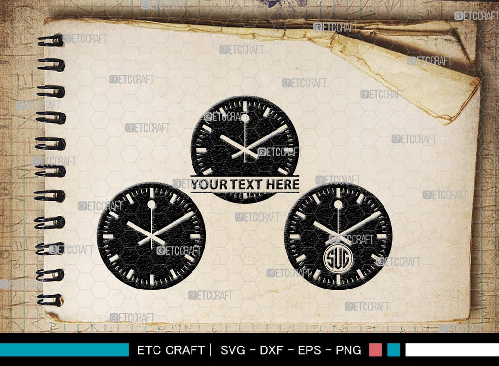 Wall Clock Monogram, Wall Clock Silhouette, Watch Svg, Clock Svg, Clock ...